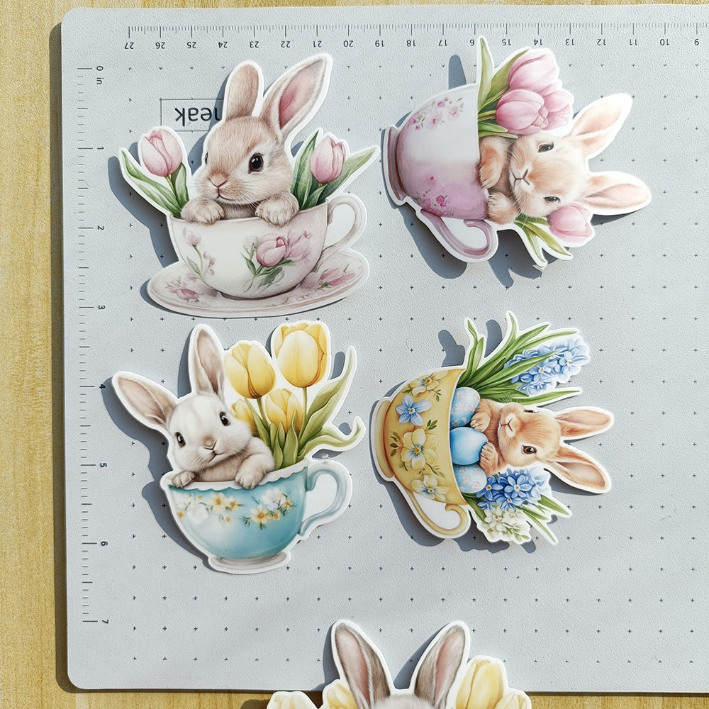 Easter Bunny Teacup Stickers – ViVi Stationery