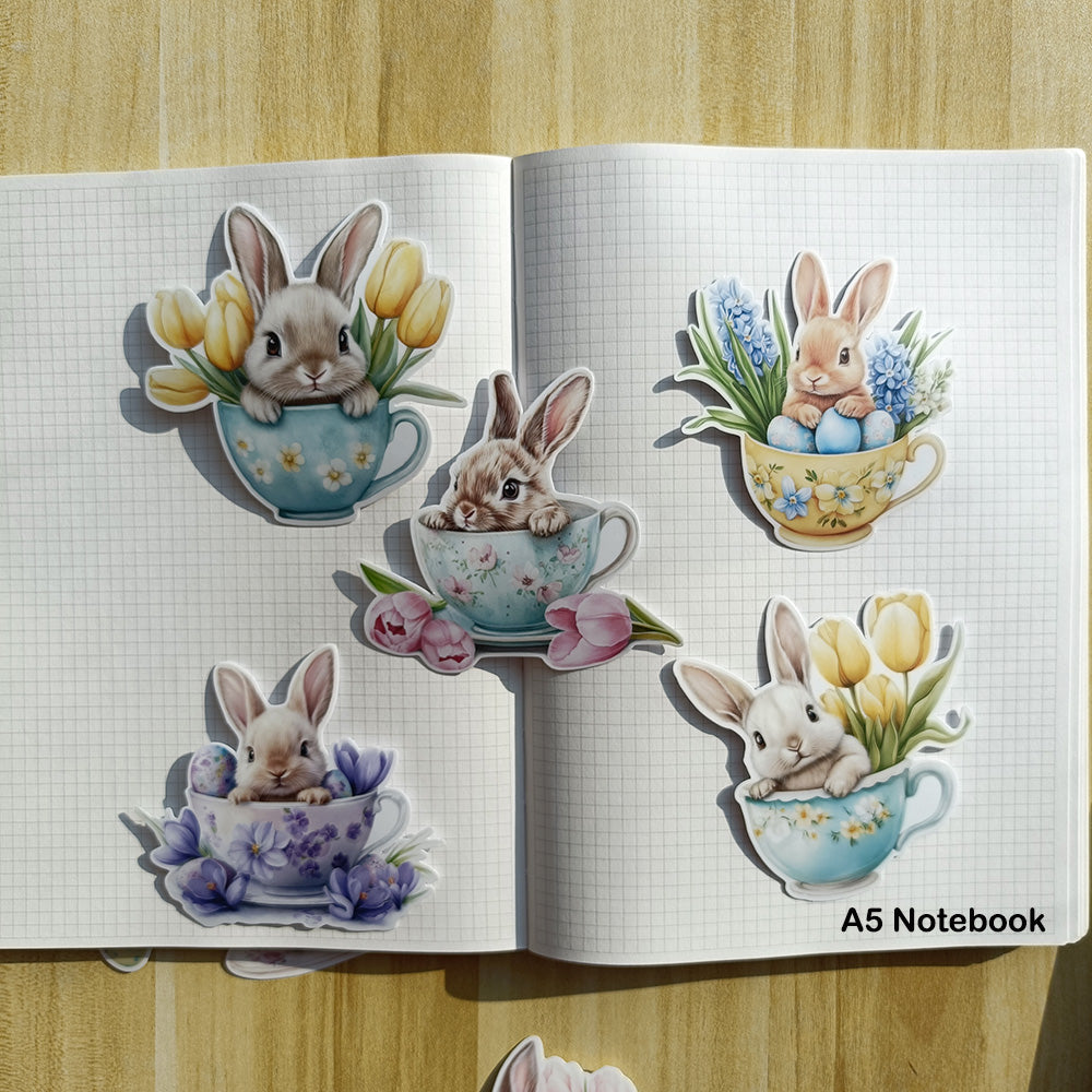 Easter Bunny Teacup Stickers – ViVi Stationery