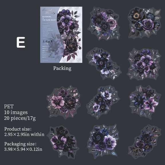 Night Bloom Flower Stickers – ViVi Stationery