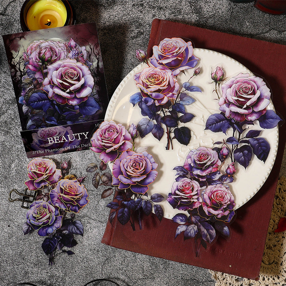 Night Phantom Rose Sticker for Junk Journal – ViVi Stationery
