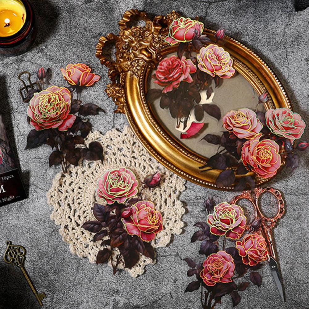 Night Phantom Rose Sticker for Junk Journal – ViVi Stationery