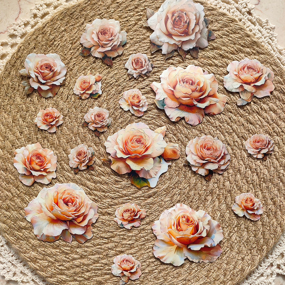 Oil Painting Style Rose Stickers for Art Journal – ViVi Stationery