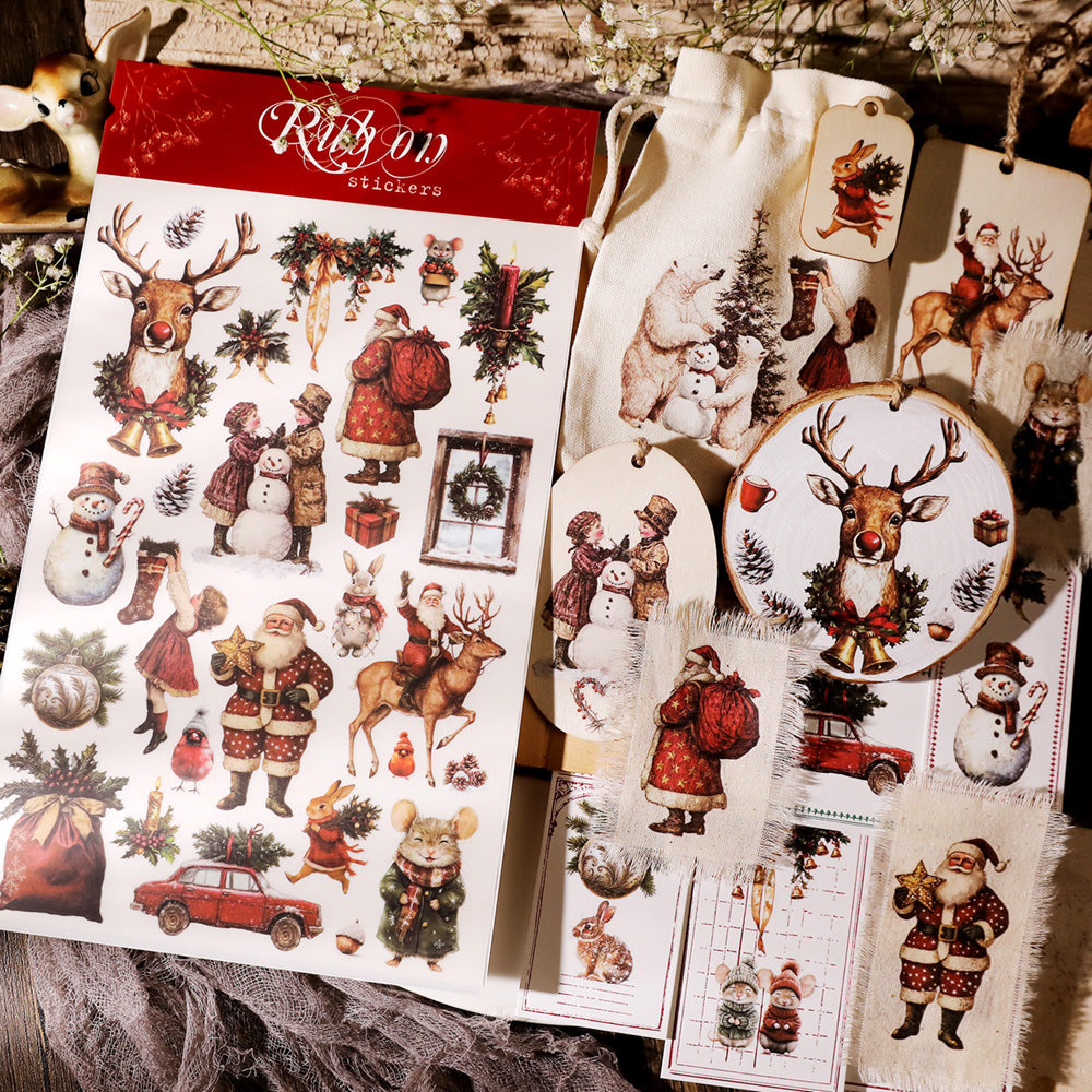 Vintage Christmas Animal Rub on Stickers – ViVi Stationery