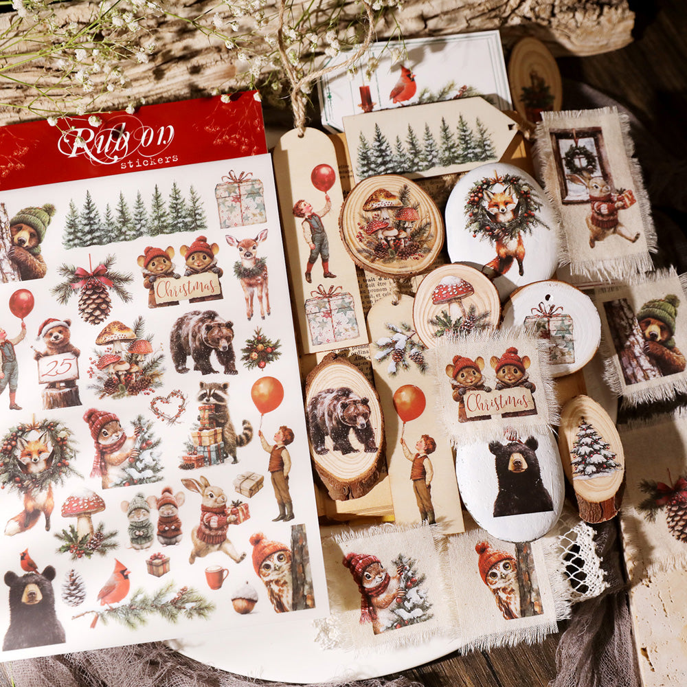 Vintage Christmas Animal Rub on Stickers – ViVi Stationery
