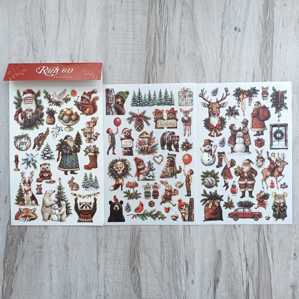 Vintage Christmas Animal Rub on Stickers – ViVi Stationery