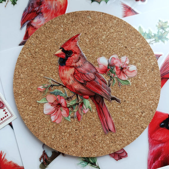 Waterproof Red Cardinal Transfer Sticker 4 Sheets – ViVi Stationery