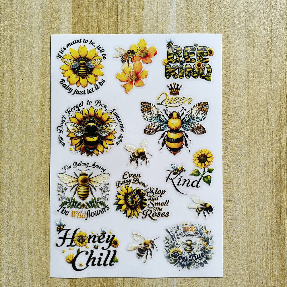 Waterproof Bee Transfer Sticker Single Sheet – ViVi Stationery