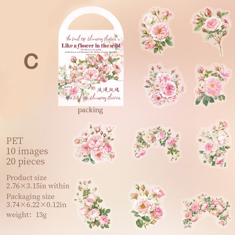 Pink Blooming Flower Sticker – ViVi Stationery