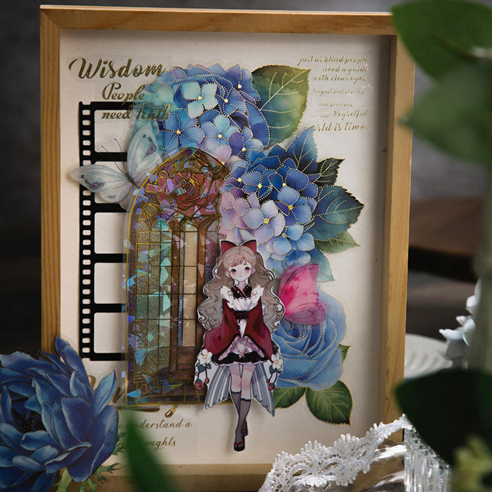 Blue Love Flower Stickers for Scrapbooking and Journaling – ViVi Stationery