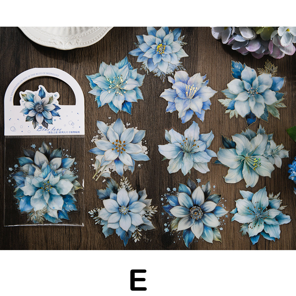 Blue Love Flower Stickers for Scrapbooking and Journaling – ViVi Stationery