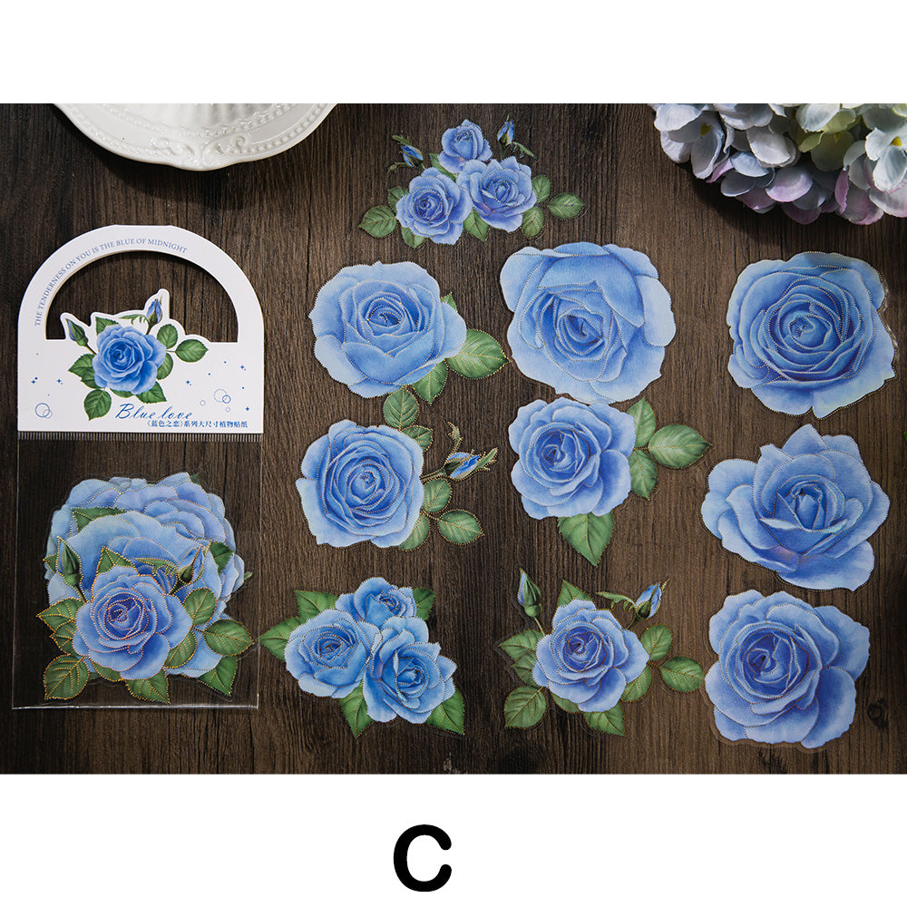 Blue Love Flower Stickers for Scrapbooking and Journaling – ViVi Stationery