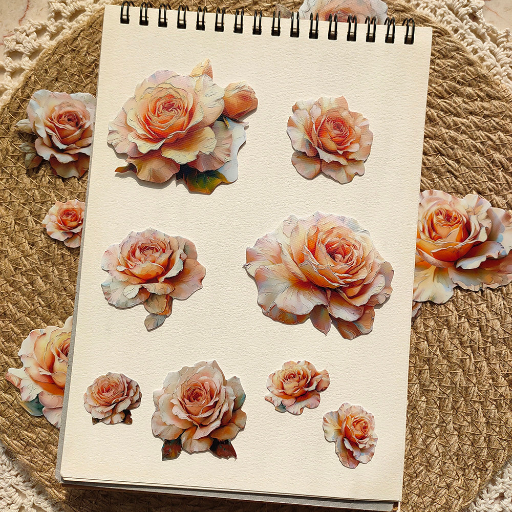 Oil Painting Style Rose Stickers for Art Journal – ViVi Stationery