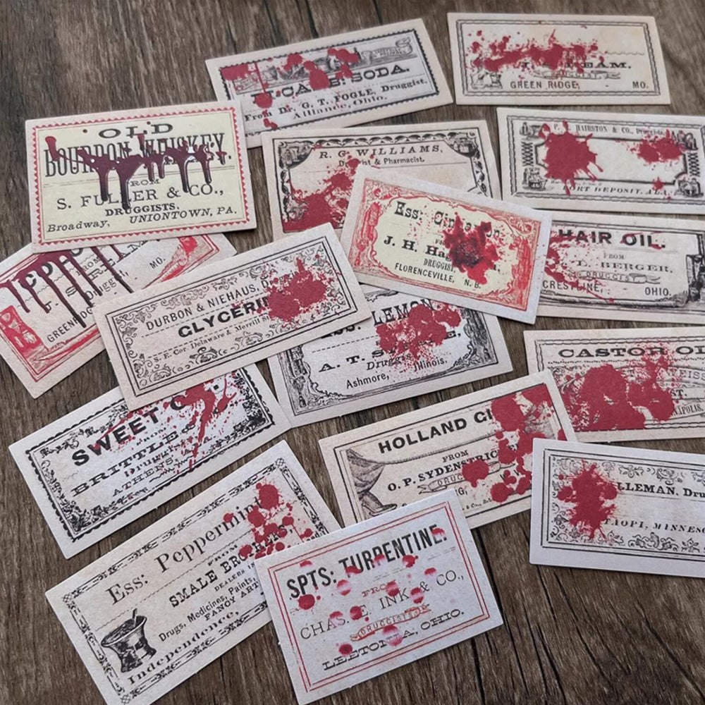 Blood Stain Label Stickers for Junk Journal – ViVi Stationery