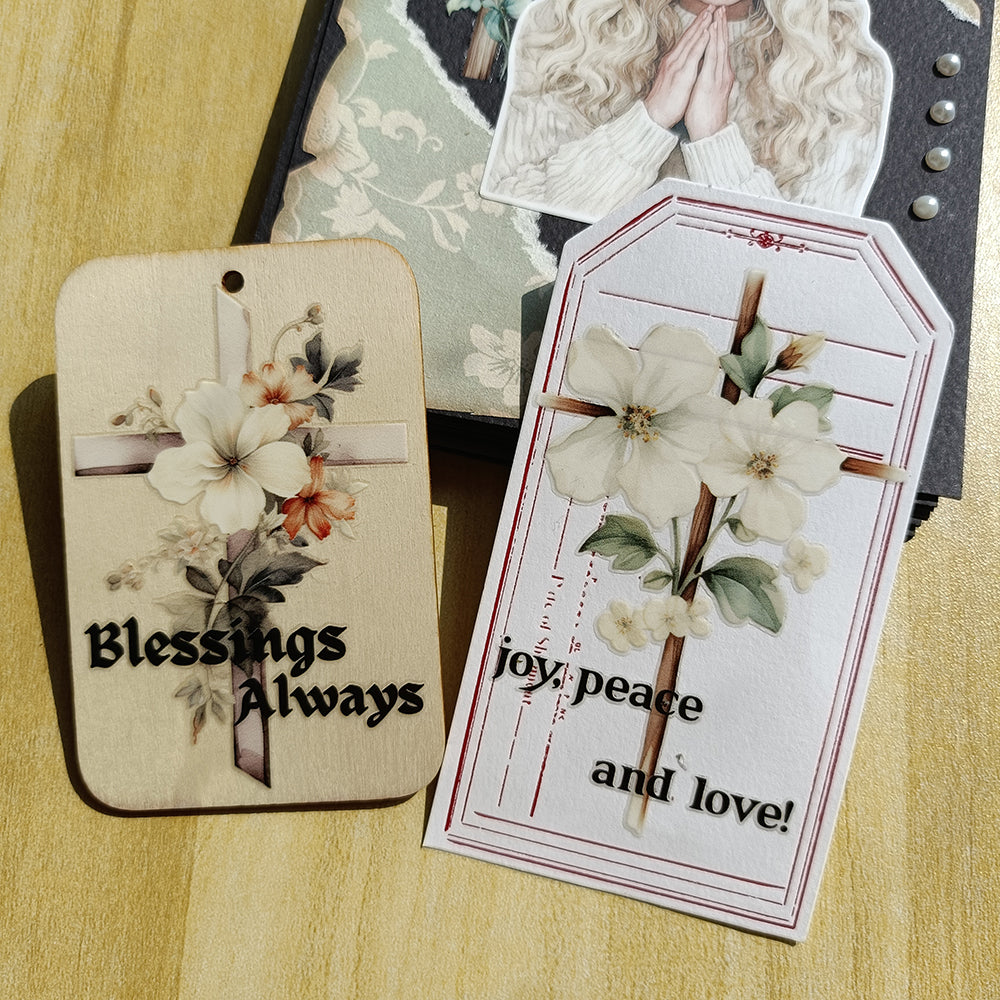 Waterproof Floral Cross Transfer Sticker 2 Sheets – ViVi Stationery