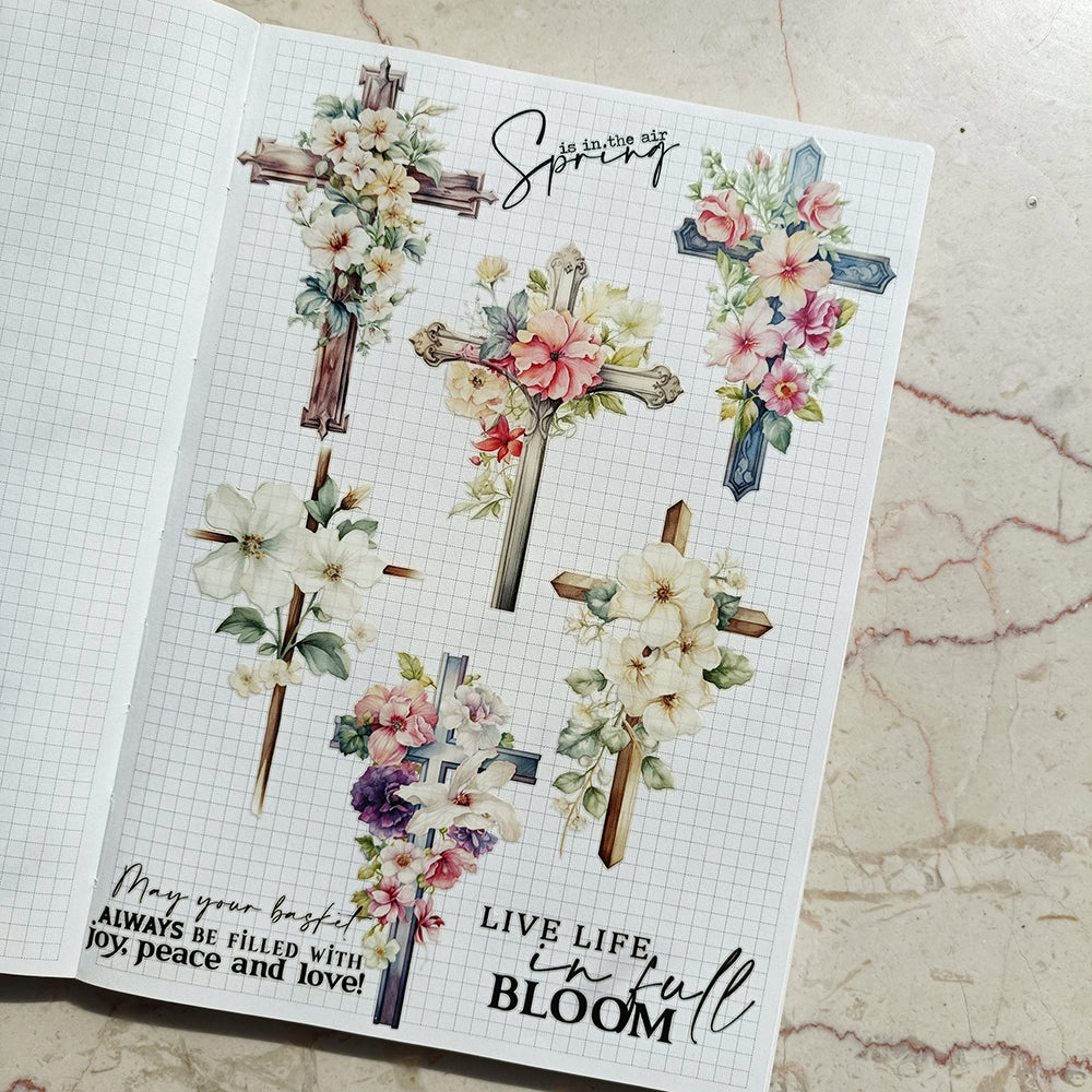 Waterproof Floral Cross Transfer Sticker 2 Sheets – ViVi Stationery