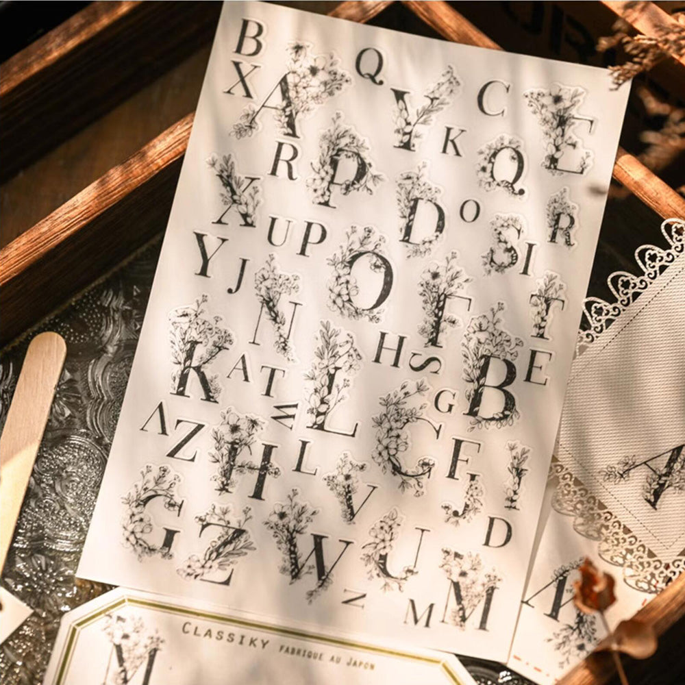 Floral Letter Rub-on Sticker 1 Sheet – ViVi Stationery