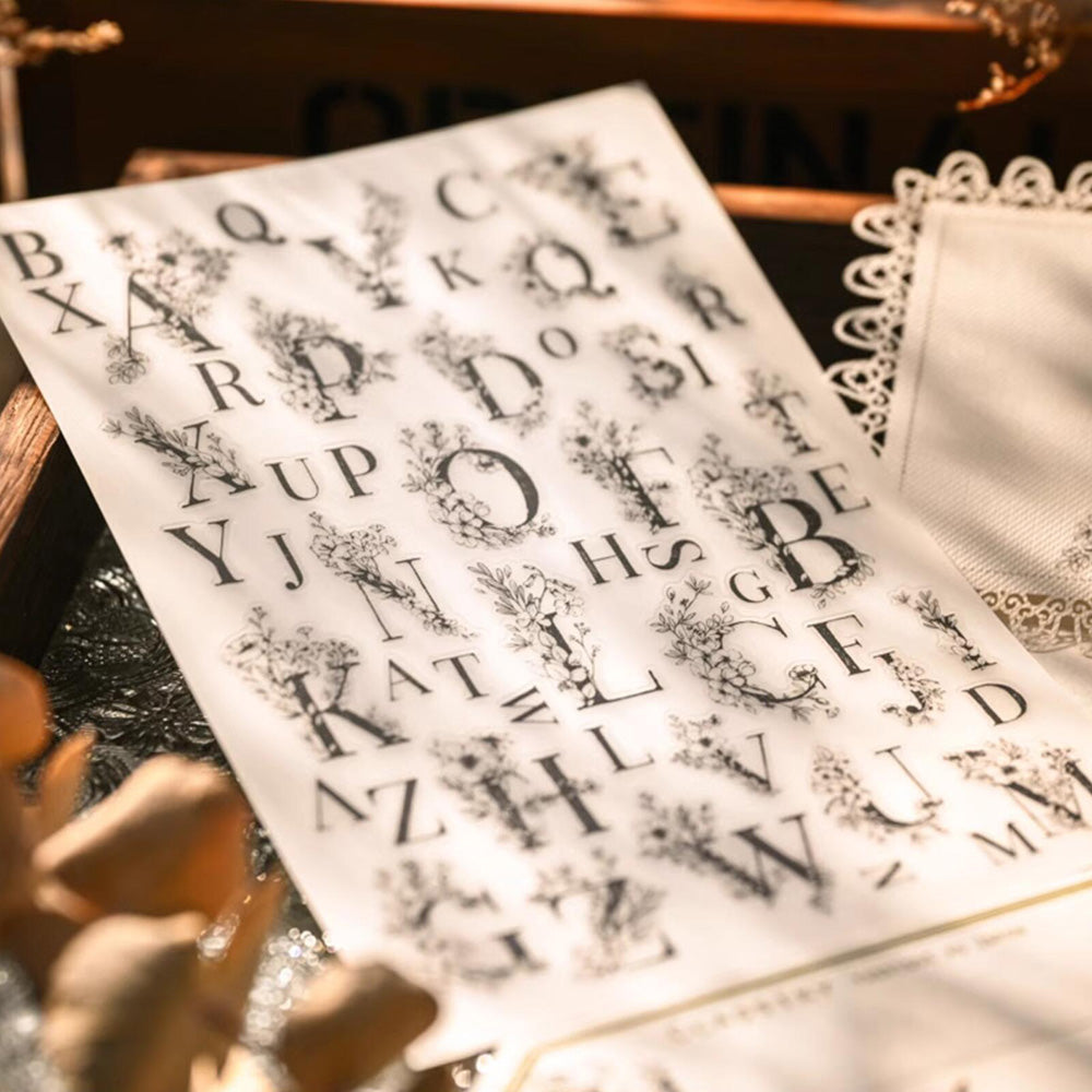 Floral Letter Rub-on Sticker 1 Sheet – ViVi Stationery