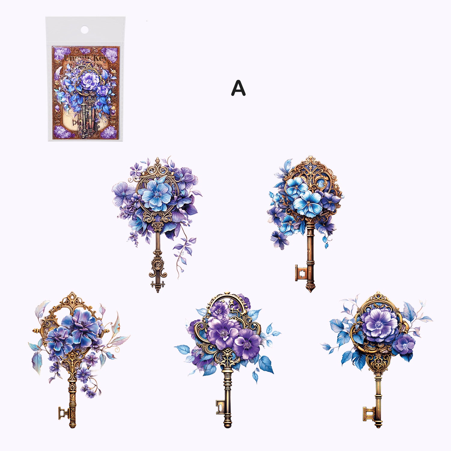 Flower and Key Sticker for Junk Journal and Scrapbook – ViVi Stationery