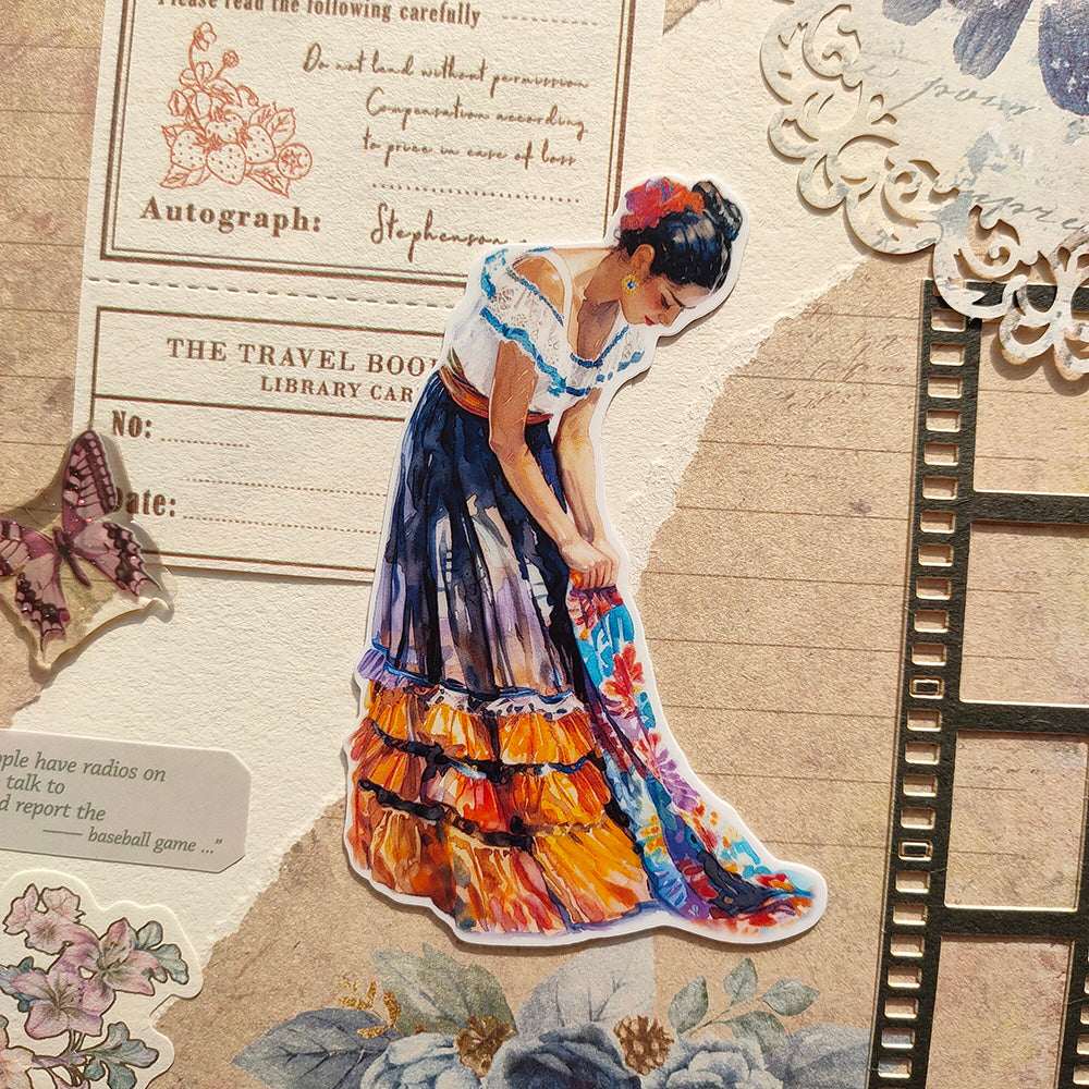 Flower Lady Sticker for Art Journal – ViVi Stationery