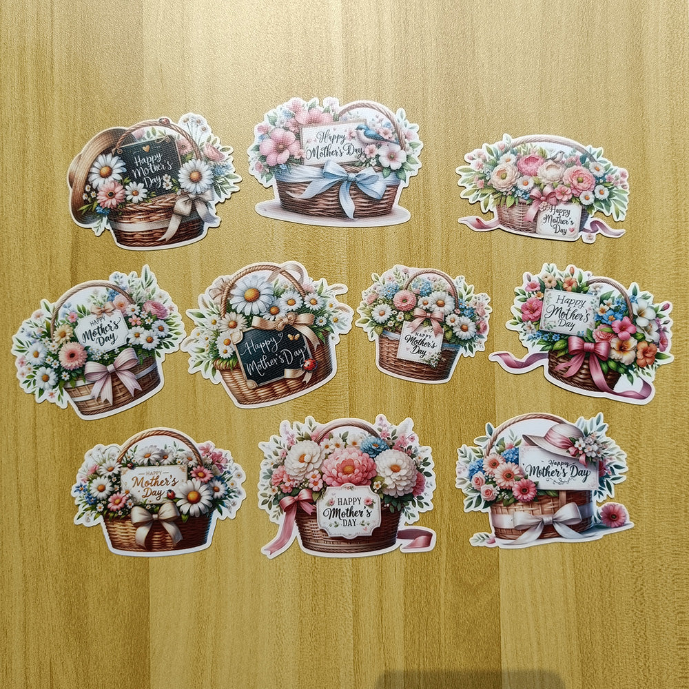 Happy Mother's Day Flower Basket Stickers – ViVi Stationery