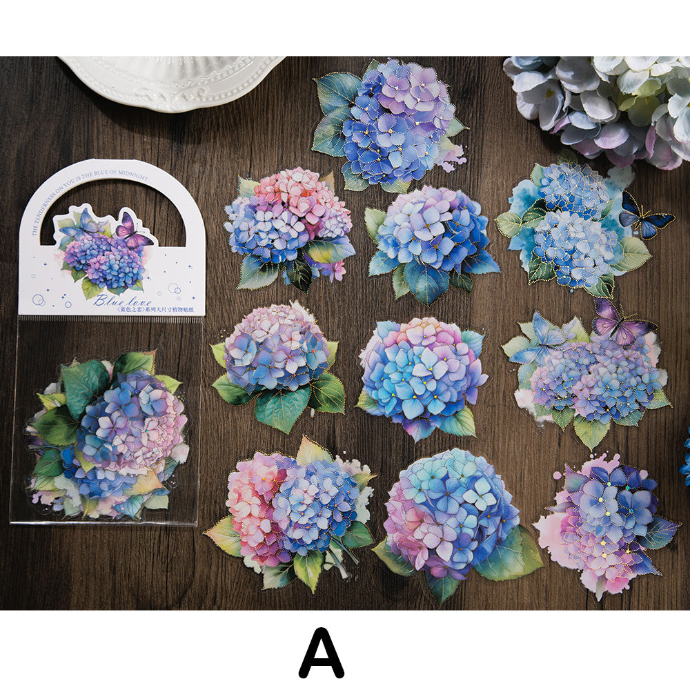 Blue Love Flower Stickers for Scrapbooking and Journaling – ViVi Stationery