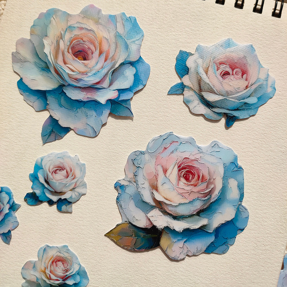 Oil Painting Style Rose Stickers for Art Journal – ViVi Stationery