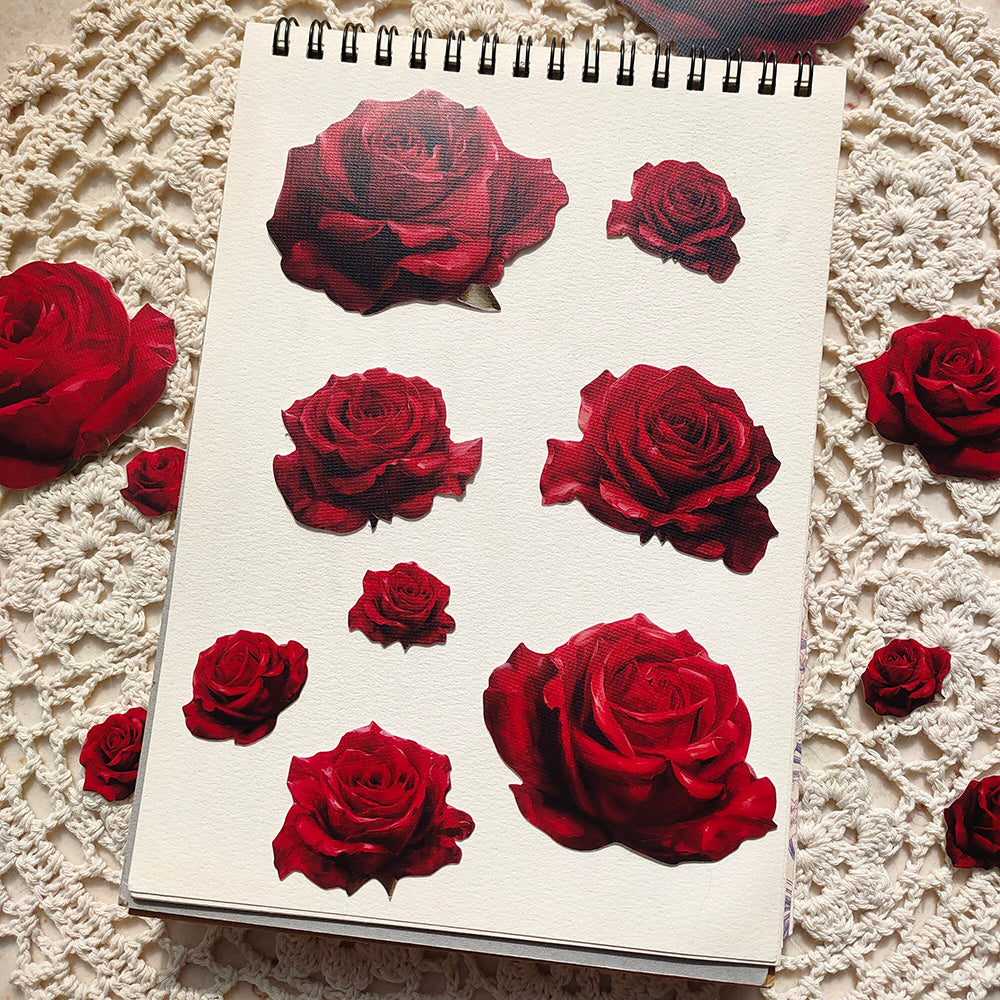 Oil Painting Style Rose Stickers for Art Journal – ViVi Stationery