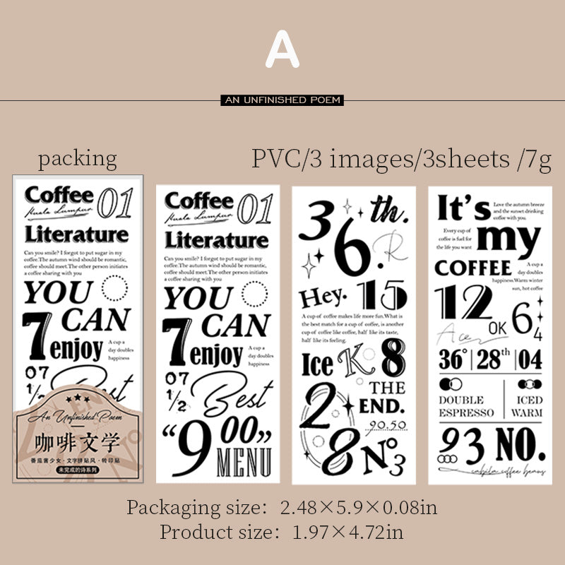 Unfinished Poem Alphabet Rub-on Sticker – ViVi Stationery