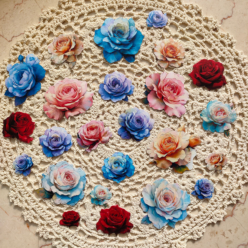 Oil Painting Style Rose Stickers for Art Journal – ViVi Stationery