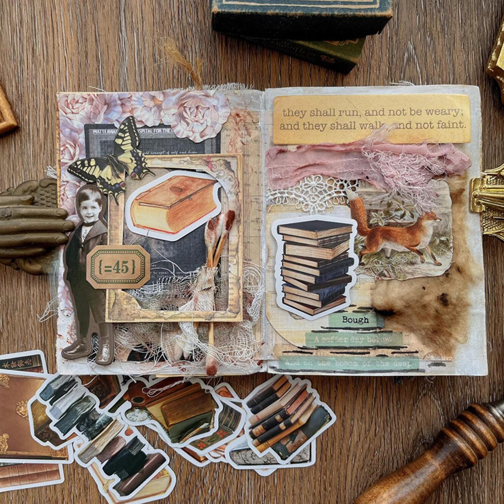 Vintage Book Theme Sticker for Junk Journal – ViVi Stationery