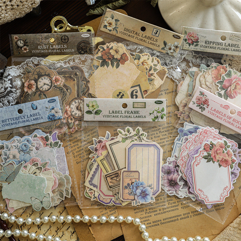 Vintage Flower Label Sticker – ViVi Stationery