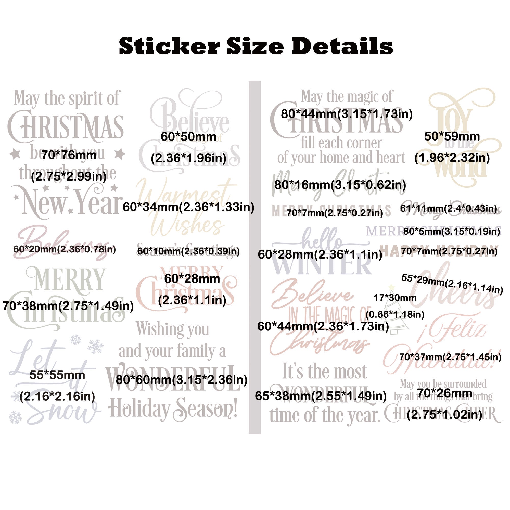 Waterproof Christmas Wishes Transfer Sticker 4 Sheets – ViVi Stationery