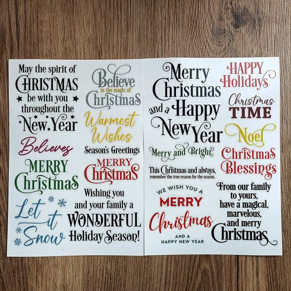 Waterproof Christmas Wishes Transfer Sticker 4 Sheets – ViVi Stationery