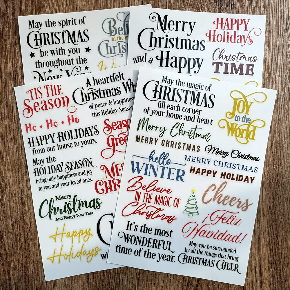 Waterproof Christmas Wishes Transfer Sticker 4 Sheets – ViVi Stationery