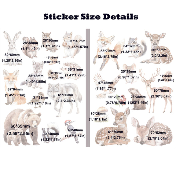 Waterproof Forest Animal Transfer Sticker 3 Sheets – ViVi Stationery