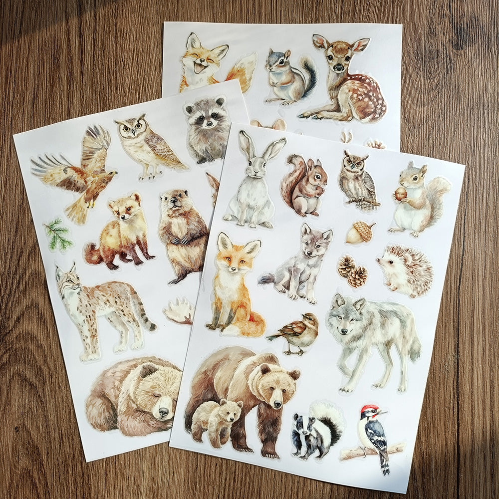 Waterproof Forest Animal Transfer Sticker 3 Sheets – ViVi Stationery