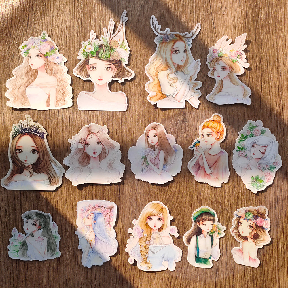 MING Aesthetic Girl Stickers 14PCS for Scrapbook and Art Journal – ViVi ...