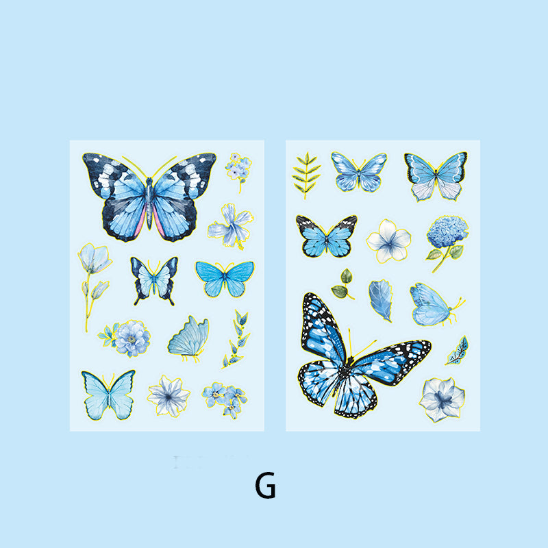 PET Hot Stamping Butterfly & Flower Stickers for Scrapbook Art Journal ...