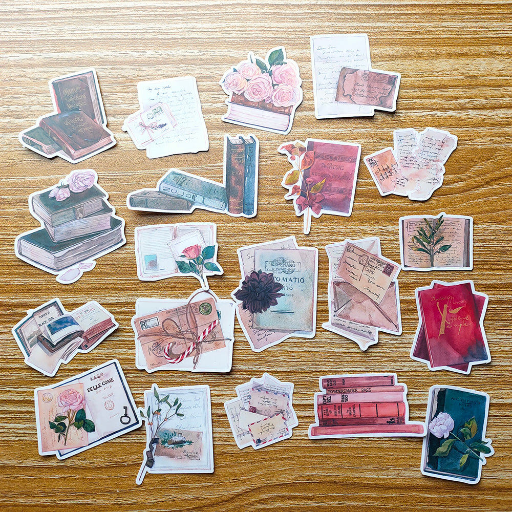 Vintage Book and Letter Theme Sticker for Scrapbooking and Art Journal ...