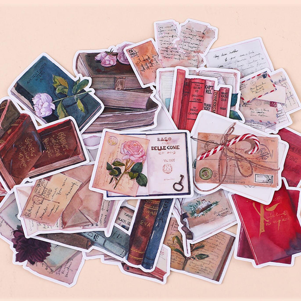 Vintage Book and Letter Theme Sticker for Scrapbooking and Art Journal ...