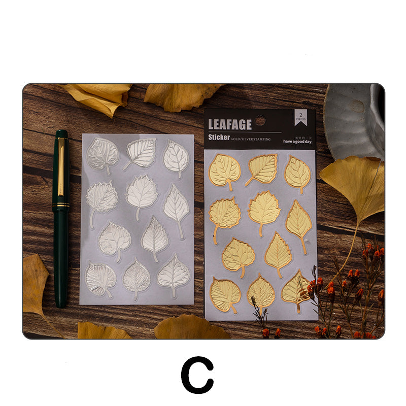 Gold and Silver Foil Leaf Stickers for Scrapbooking and Art Journal ...