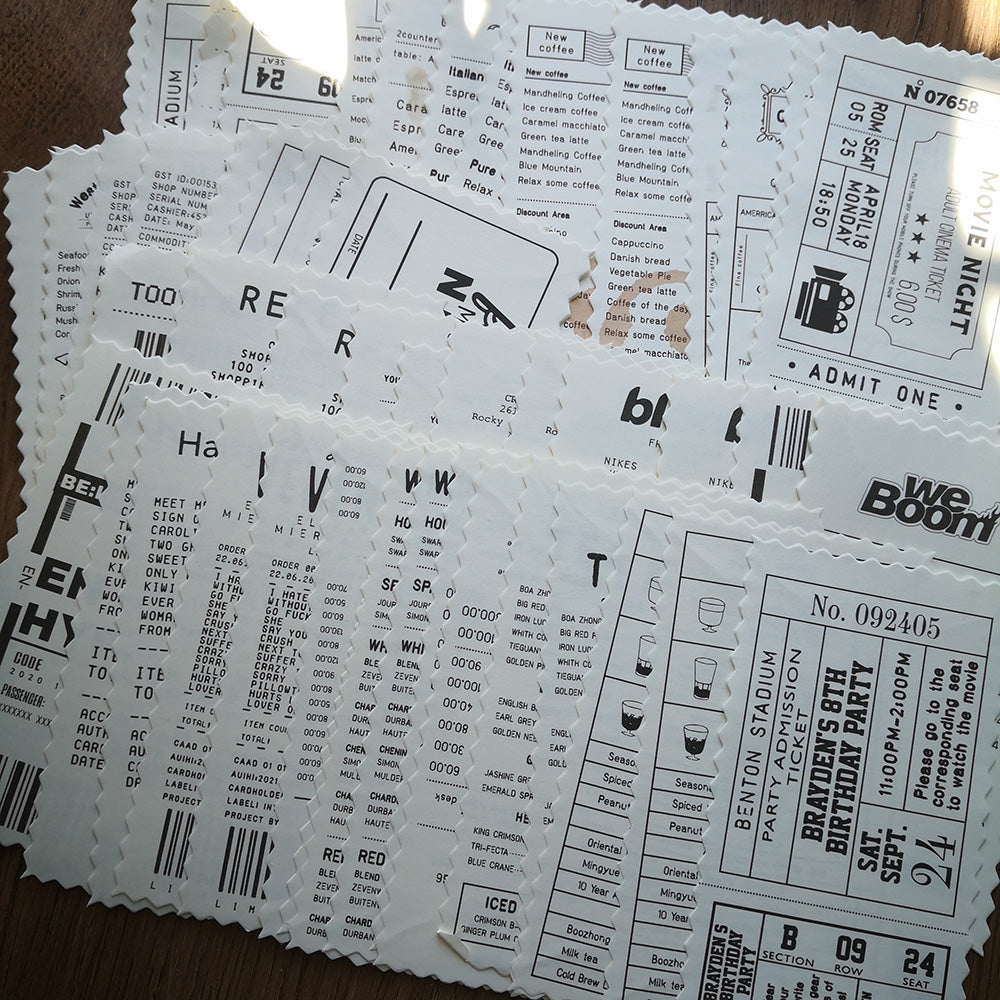 YUXIAN Classic Retro Receipt Scrapbook Paper 60PCS for Collage Journal ...