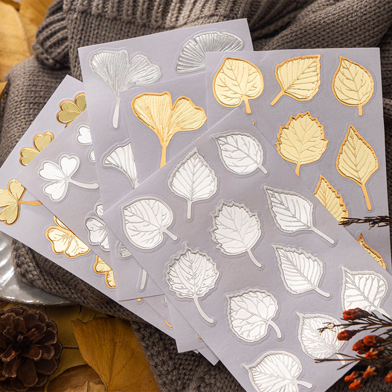 Gold and Silver Foil Leaf Stickers for Scrapbooking and Art Journal ...