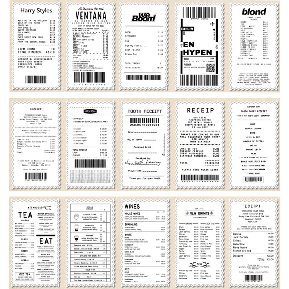 YUXIAN Classic Retro Receipt Scrapbook Paper 60PCS for Collage Journal ...