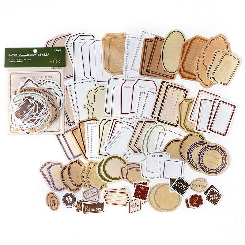 Vintage Basic Label Papers 100PCS for Scrapbook and Collage Journal ...