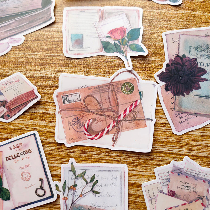 Vintage Book and Letter Theme Sticker for Scrapbooking and Art Journal ...